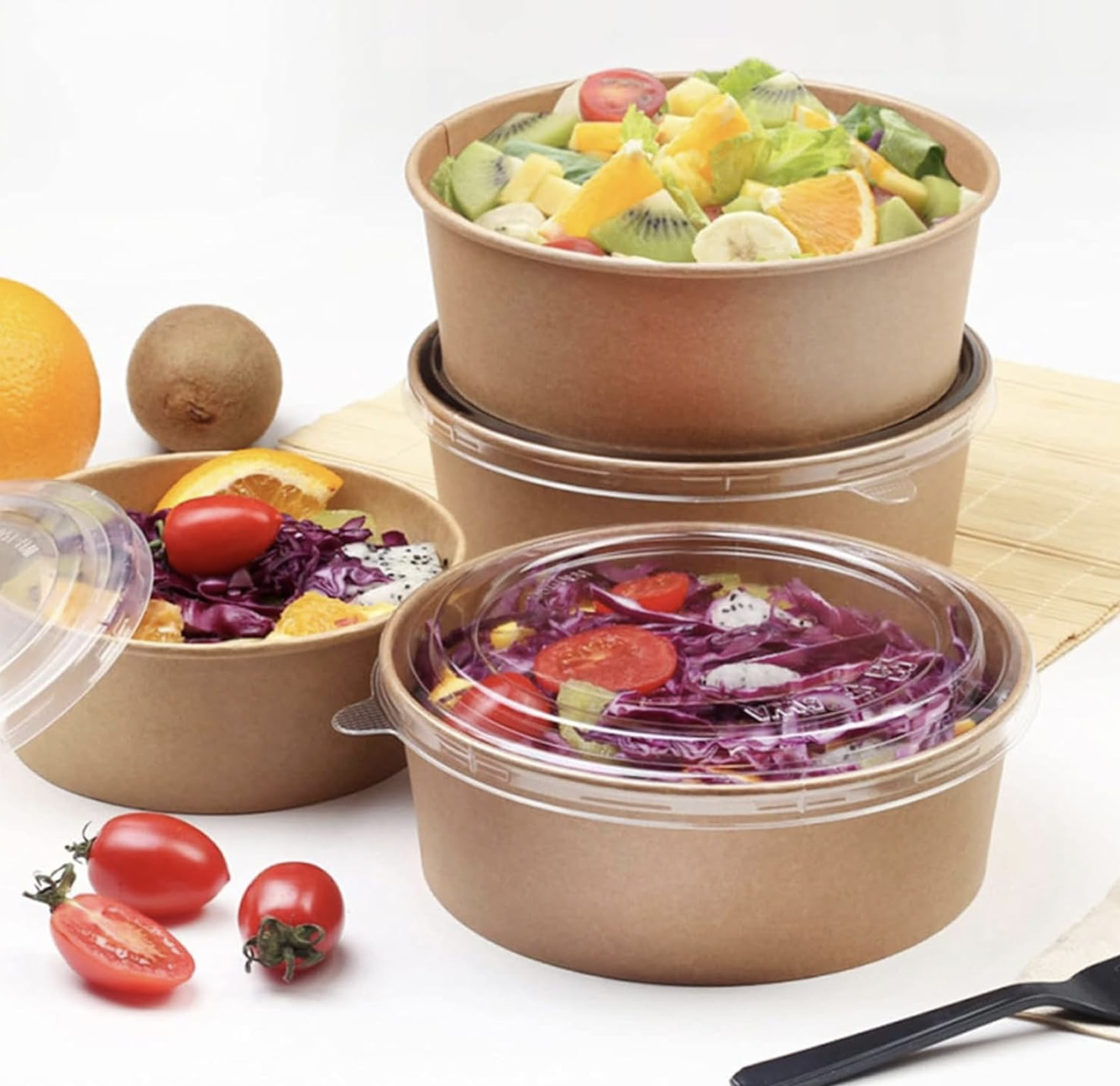 32oz / 1000ml Kraft Round Paper Container Fit 150mm – UVan Enterprises ...